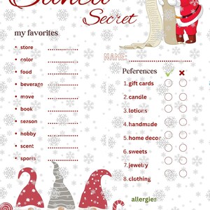 Secret Santa Questionnaire Printable, Christmas All About Me Survey for ...
