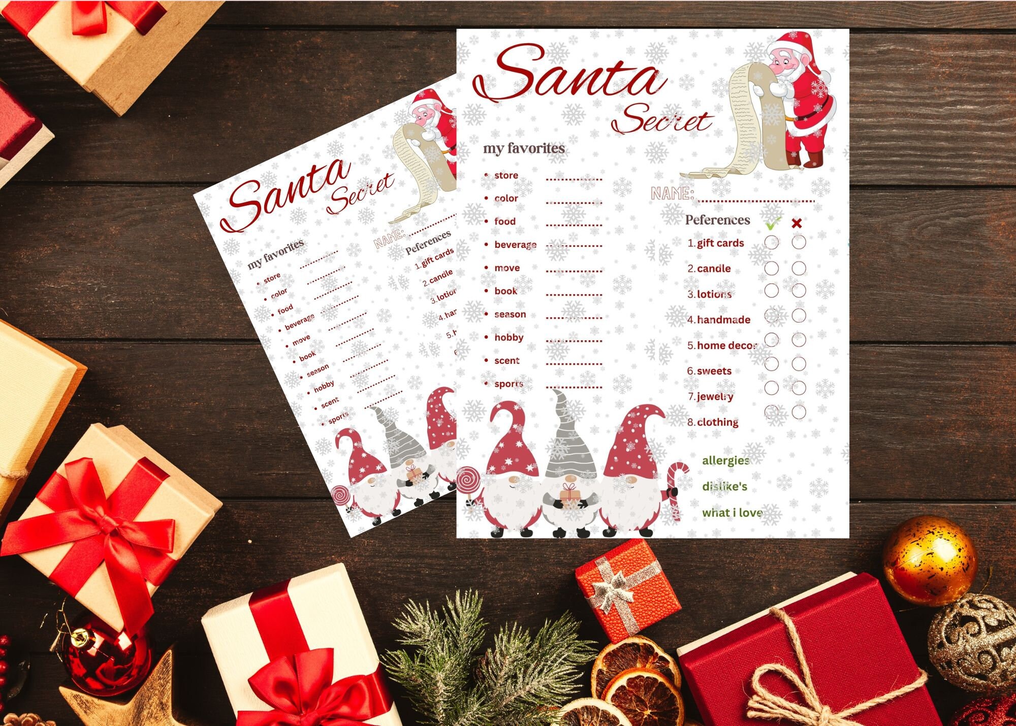 Secret Santa Questionnaire Printable, Christmas All About Me Survey for ...