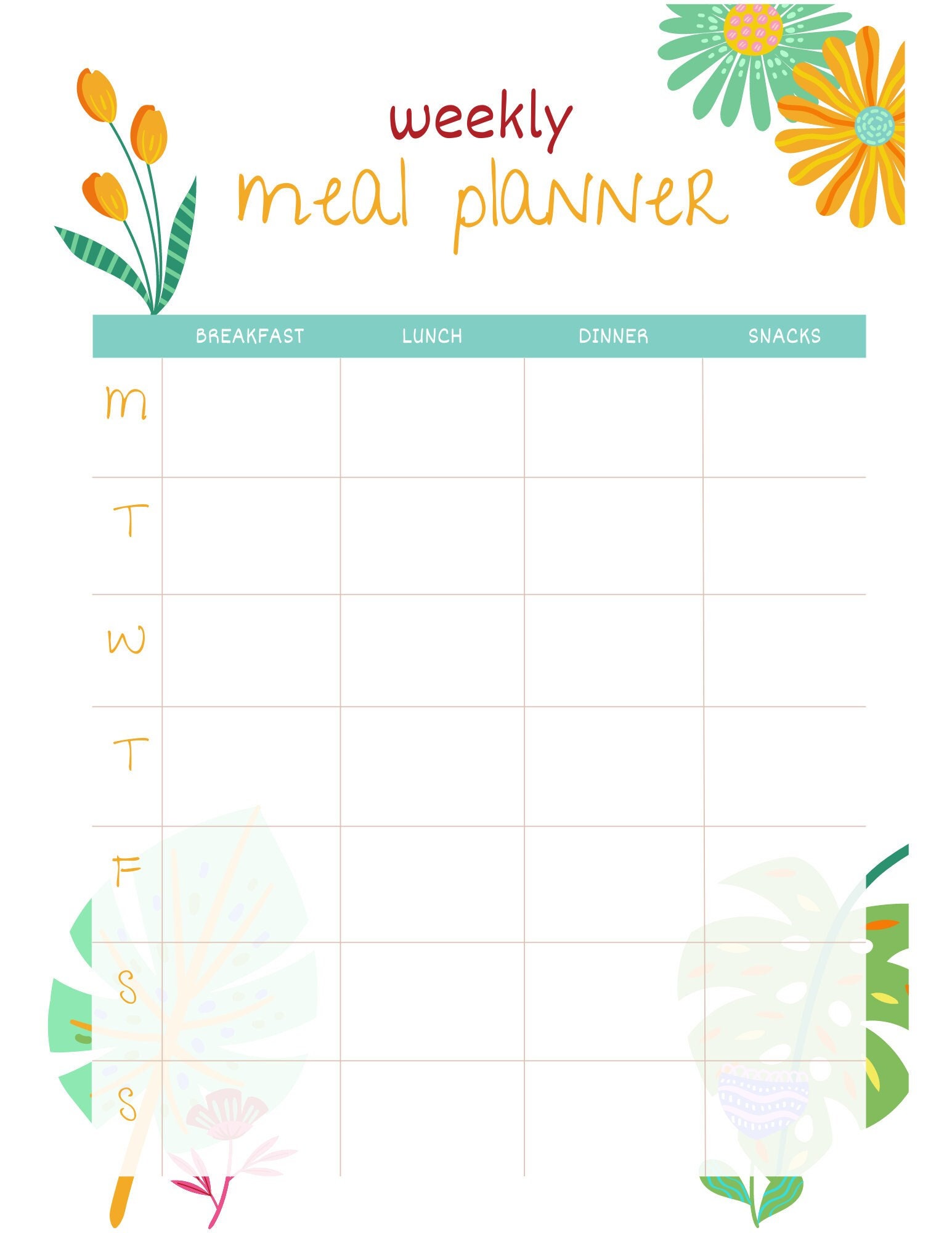 Printable Weekly Food Planner - Etsy