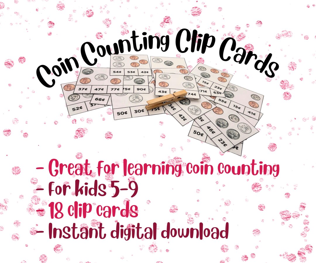 Coin Counting Clip Cards | Homeschool Activity | Fine Motor Skill ...