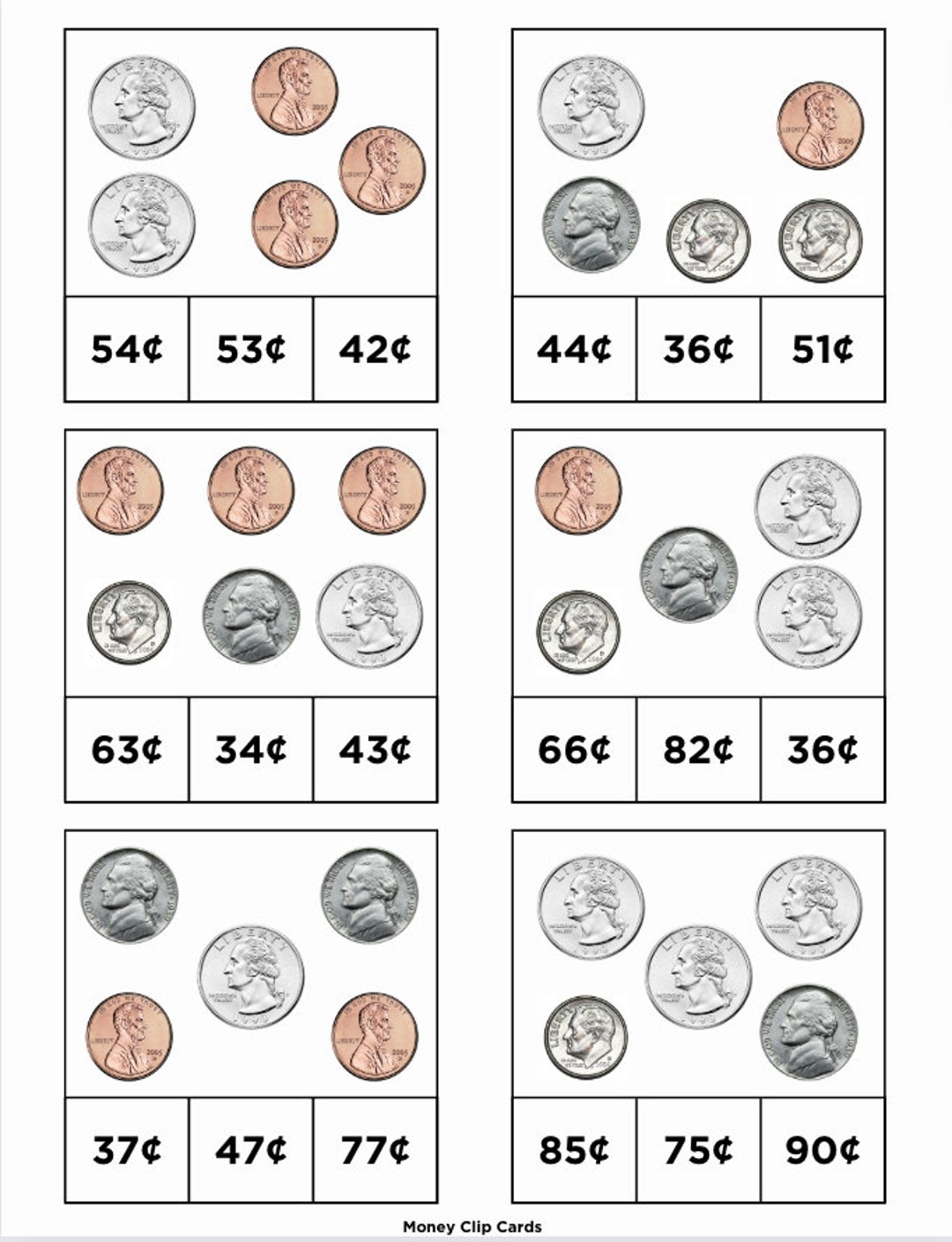 Coin Counting Clip Cards | Homeschool Activity | Fine Motor Skill ...