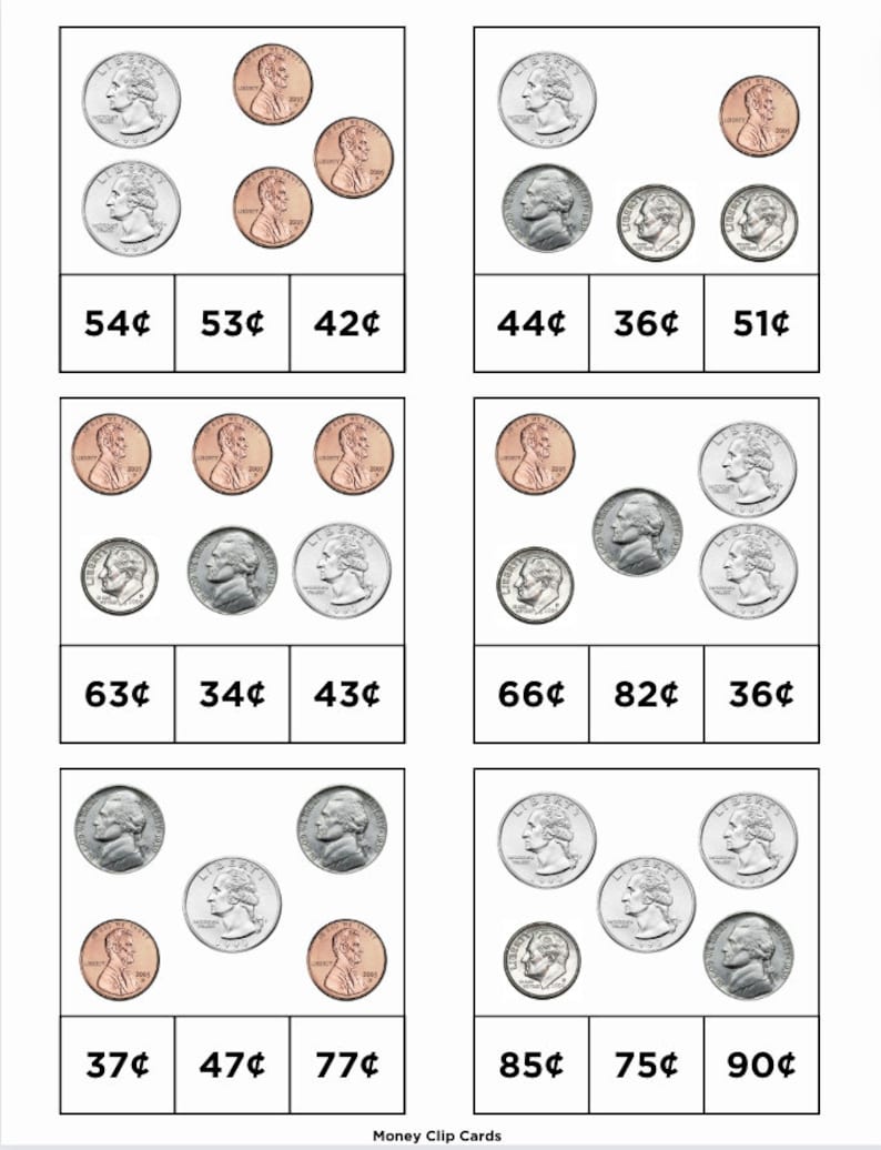 Coin Counting Clip Cards | Homeschool Activity | Fine Motor Skill ...