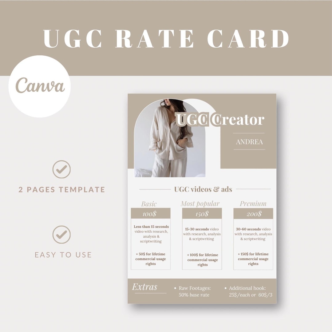 UGC Creator Rate Card 2025 , User Generated Content Pricing, Content ...