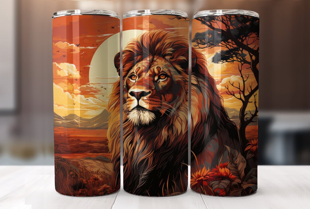 Lion Sublimation Design, 20oz Skinny Tumbler Digital Download, Lion ...