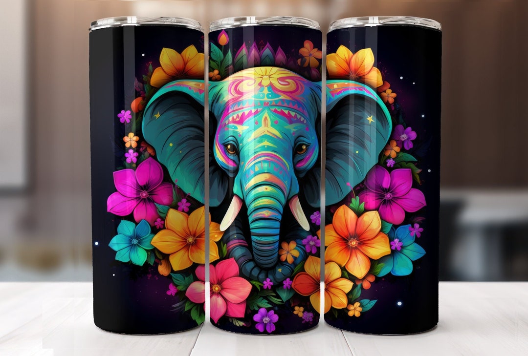 Elephant Sublimation Design, 20oz Skinny Tumbler Digital Download ...