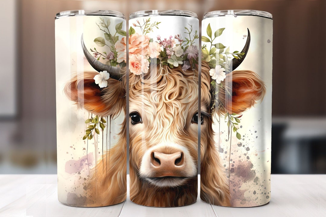 Baby Highland Cow Sublimation Design, 20oz Skinny Tumbler Digital ...