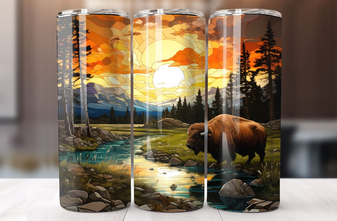 Yellowstone Buffalo Sublimation Design, 20oz Skinny Tumbler Digital ...
