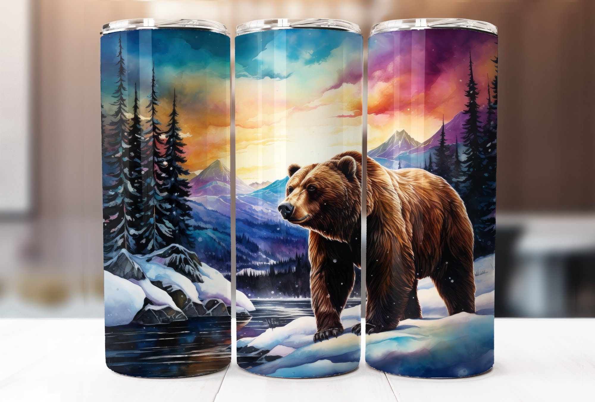 Grizzly Bear Sublimation Design 20oz Skinny Tumbler Digital - Etsy