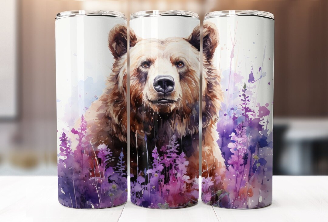 Grizzly Bear Sublimation Design, 20oz Skinny Tumbler Digital Download ...
