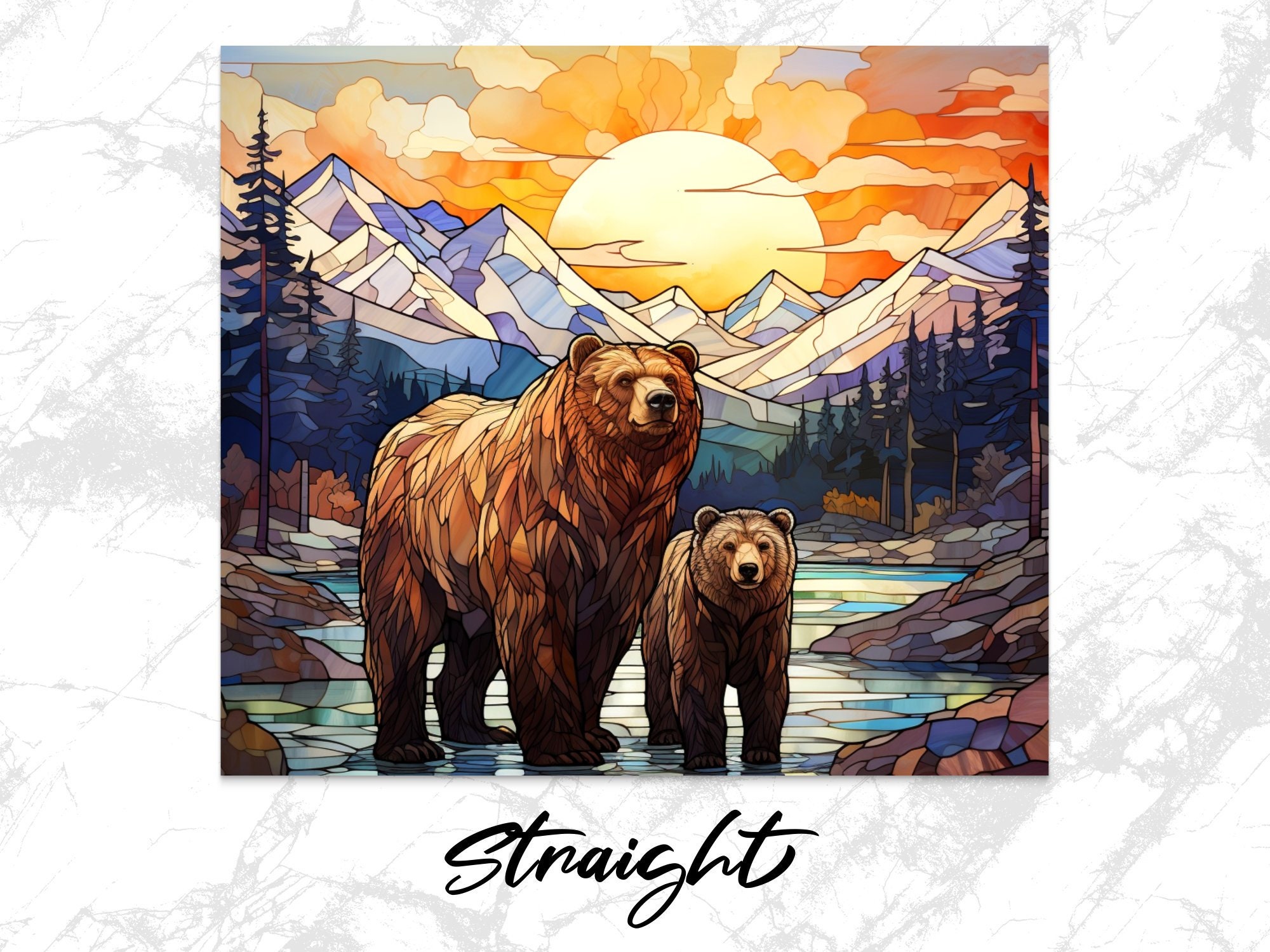 Grizzly Bear Sublimation Design 20 Oz Skinny Tumbler Digital - Etsy