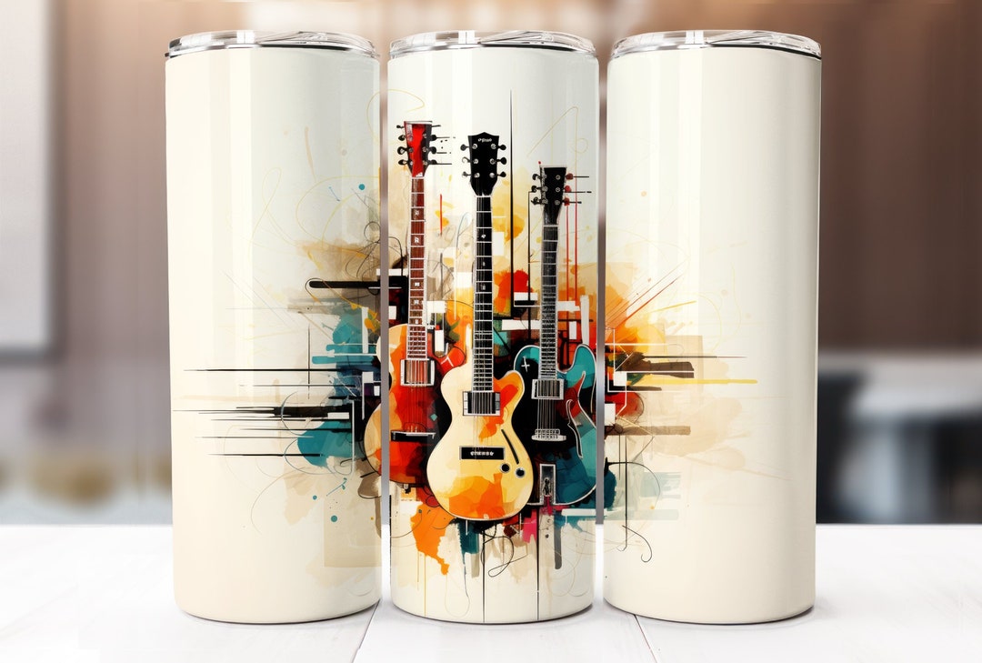 Abstract Guitar Sublimation Design, 20oz Skinny Tumbler Digital ...