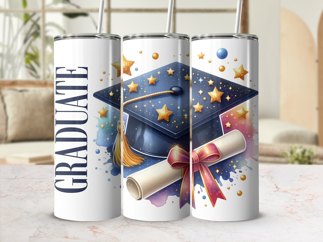 Graduate Sublimation Design, 20oz Skinny Tumbler Digital Download PNG ...