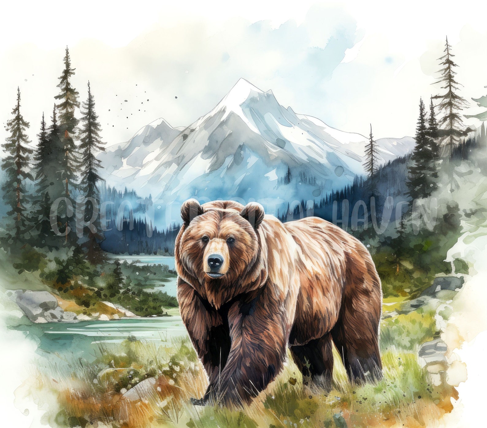 Grizzly Bear Sublimation Design 20oz Skinny Tumbler Digital - Etsy