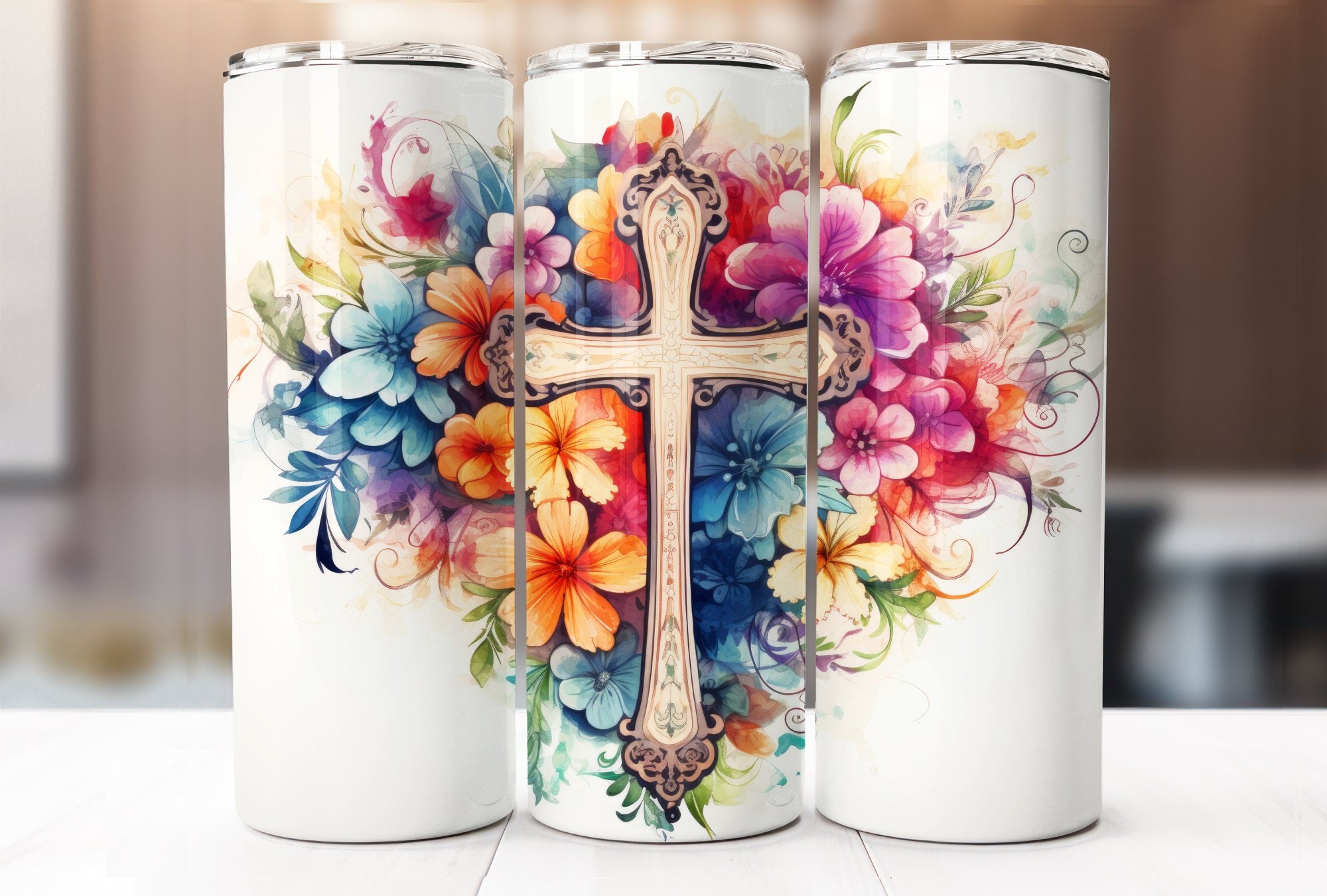 Christian Cross Sublimation Design 20oz Skinny Tumbler - Etsy