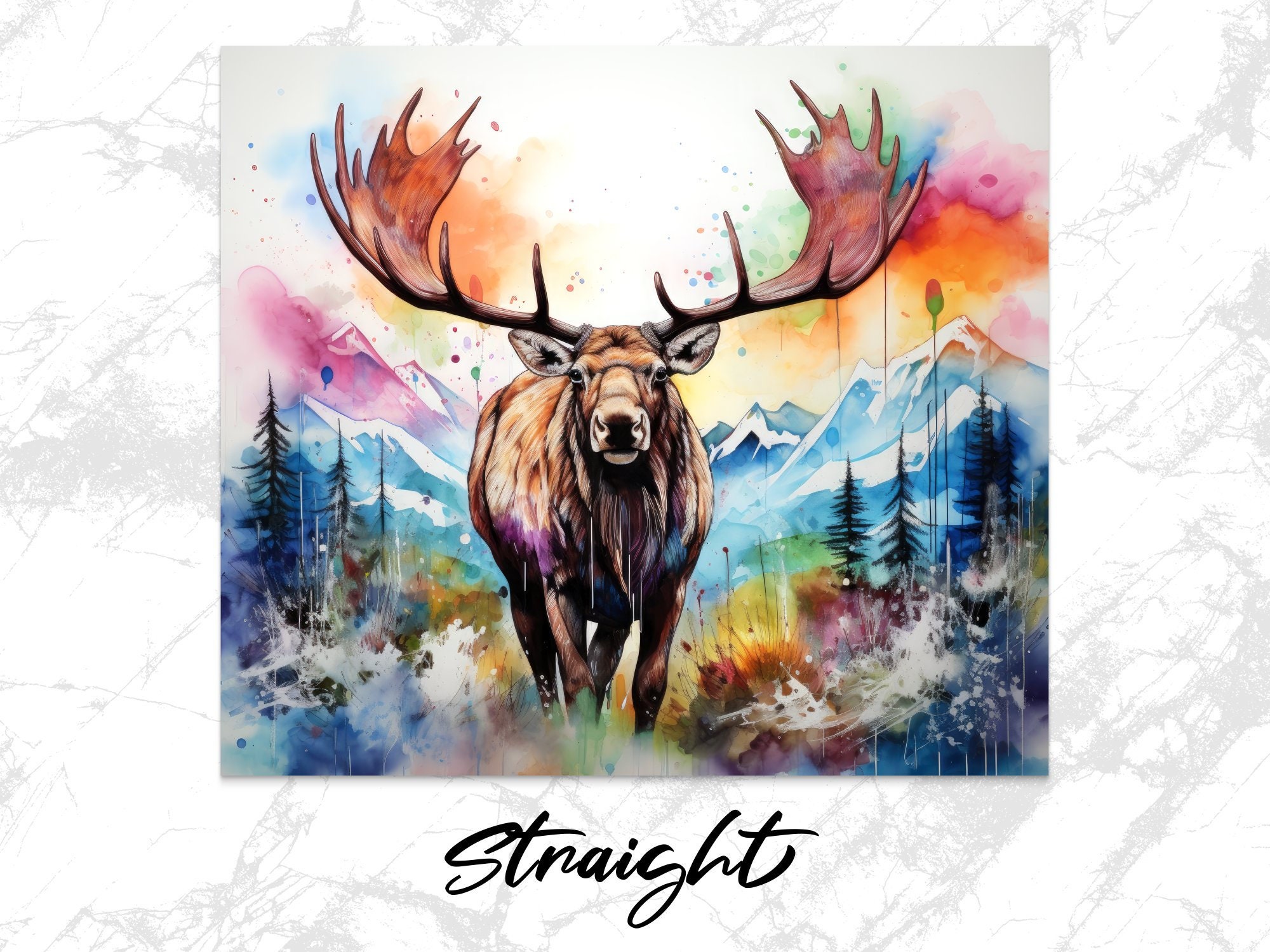 Alcohol Ink Moose Sublimation Design 20oz Skinny Tumbler - Etsy