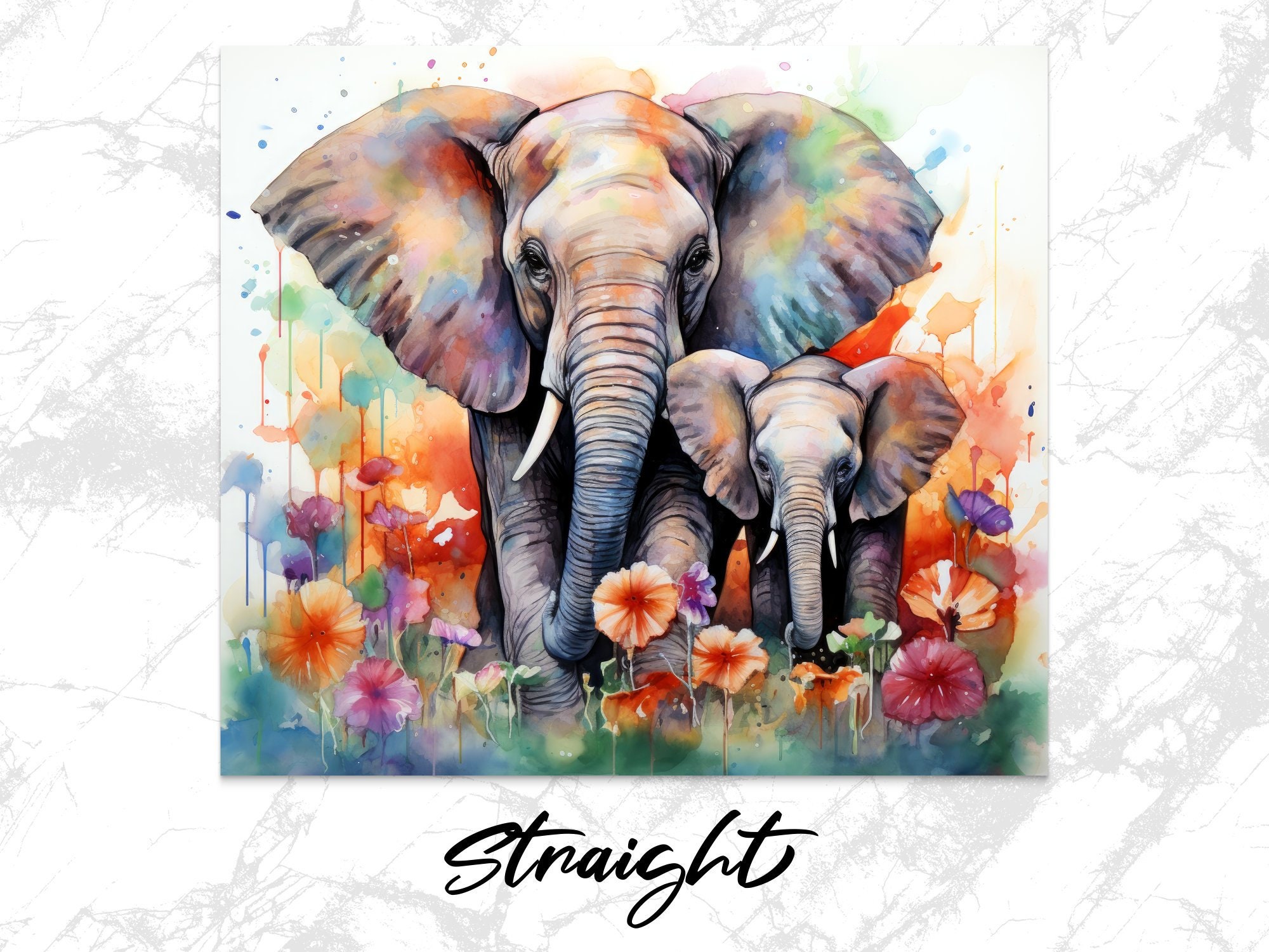 Elephant Sublimation Design, 20oz Skinny Tumbler Digital Download PNG ...