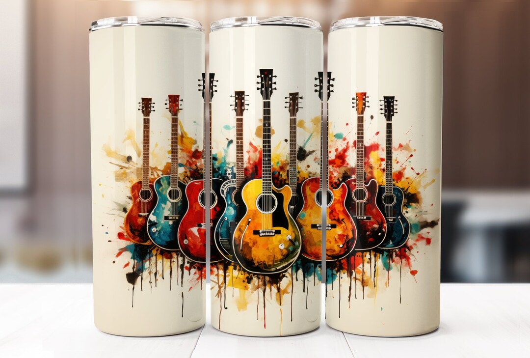Abstract Guitar Sublimation Design, 20oz Skinny Tumbler Digital ...