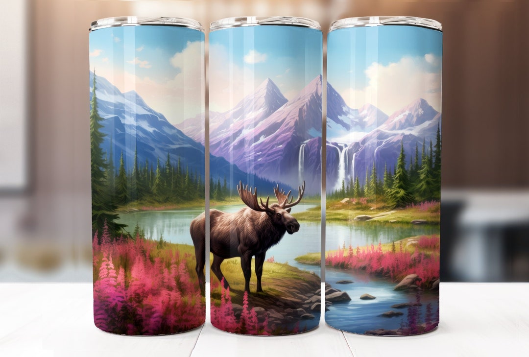Alaska Moose Sublimation Design, 20oz Skinny Tumbler Digital Download ...