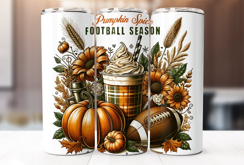 Football Season Sublimation Design, 20oz Skinny Tumbler Digital ...