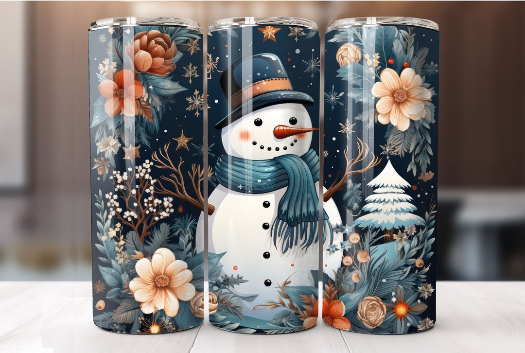 Snowman Sublimation Design, 20oz Skinny Tumbler Digital Download ...