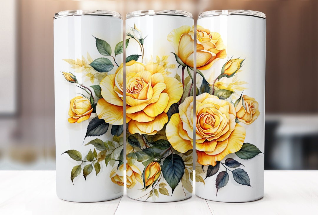Yellow Roses Sublimation Design, 20oz Skinny Tumbler Digital Download ...