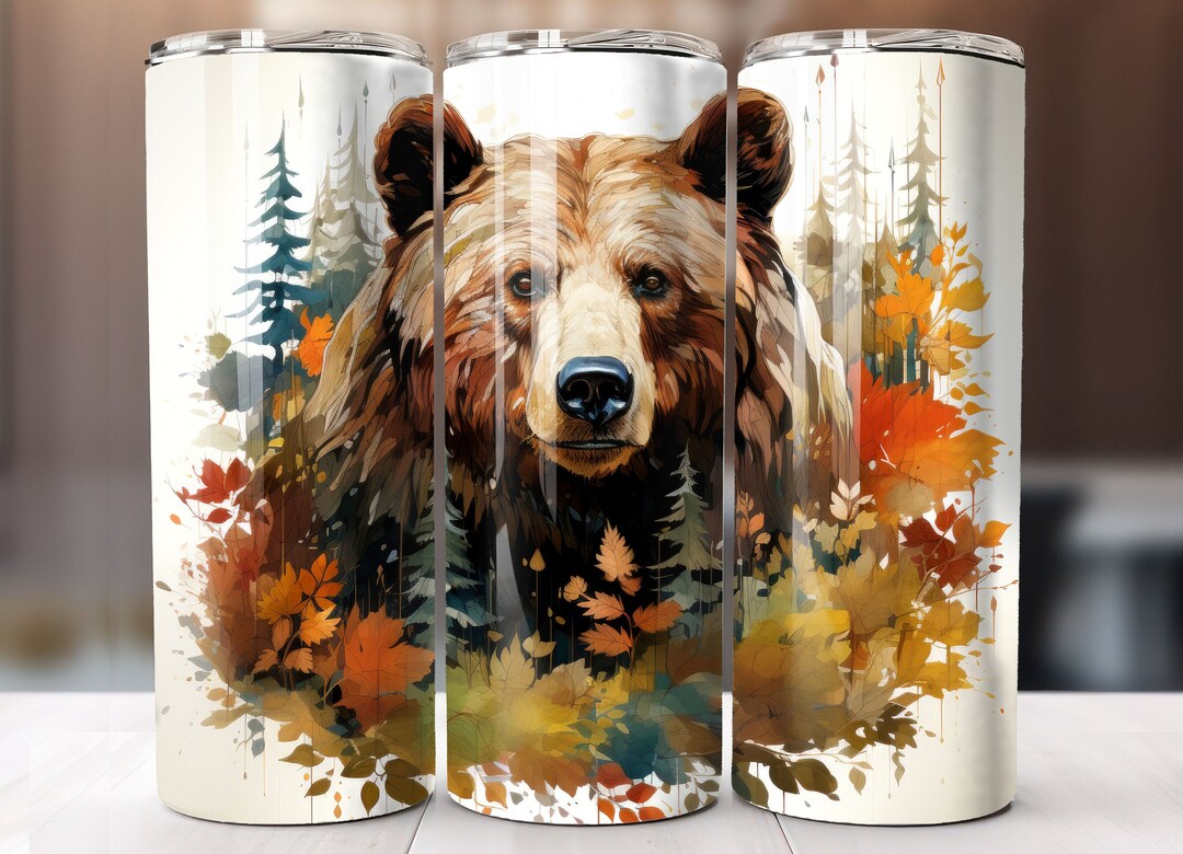 Grizzly Bear Sublimation Design, 20oz Skinny Tumbler Digital Download ...