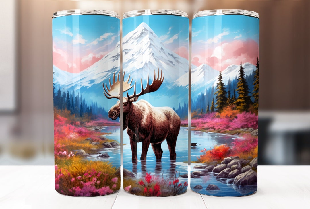 Alaska Moose Sublimation Design, 20oz Skinny Tumbler Digital Download ...
