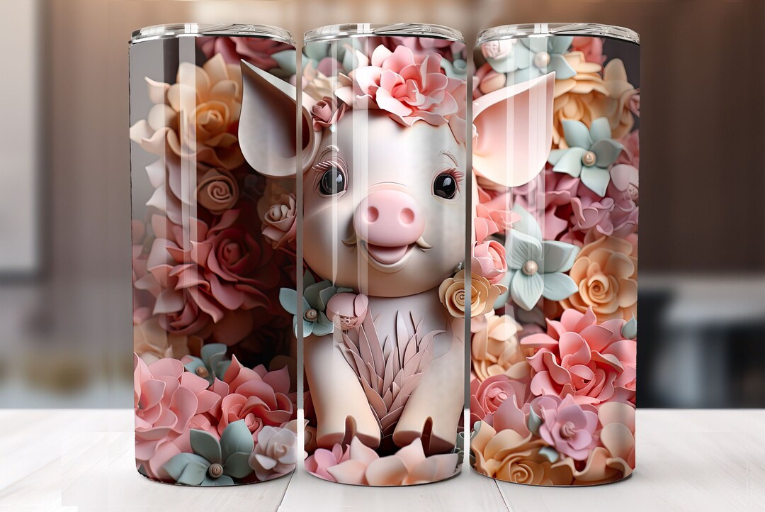 Pig Sublimation Design, 20oz Skinny Tumbler Digital Download, Sculpted ...
