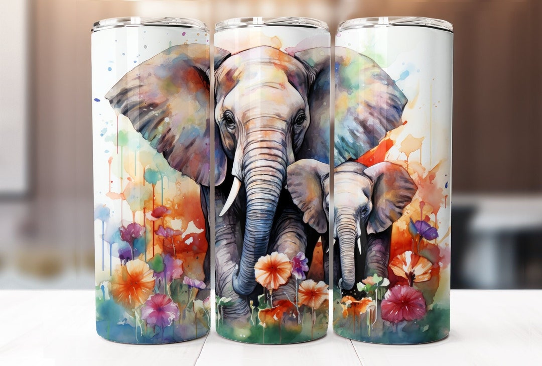 Elephant Sublimation Design, 20oz Skinny Tumbler Digital Download PNG ...