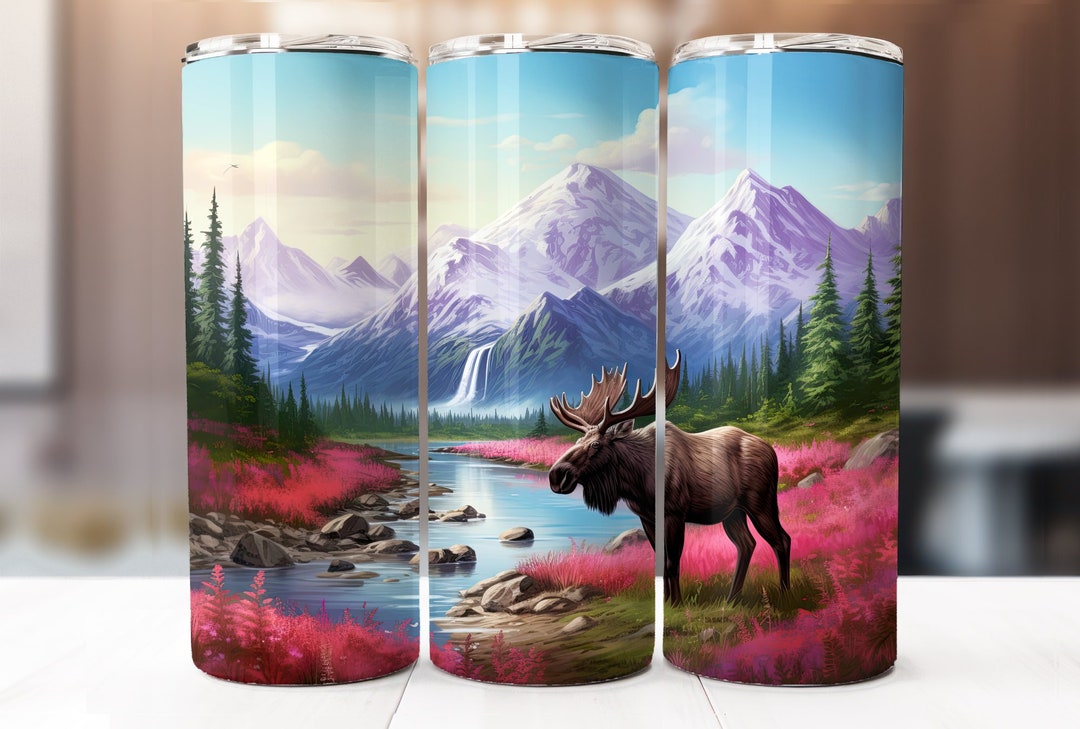 Alaska Moose Sublimation Design, 20oz Skinny Tumbler Digital Download ...