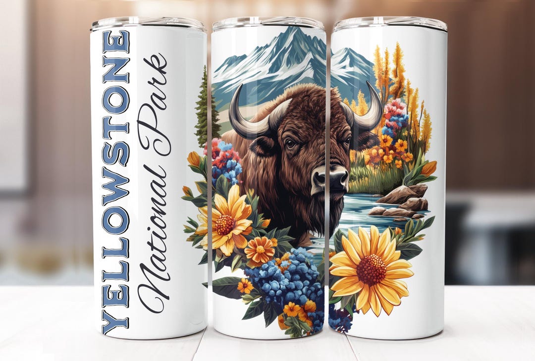 Yellowstone National Park Tumbler Wrap, 20oz Skinny Tumbler Digital ...