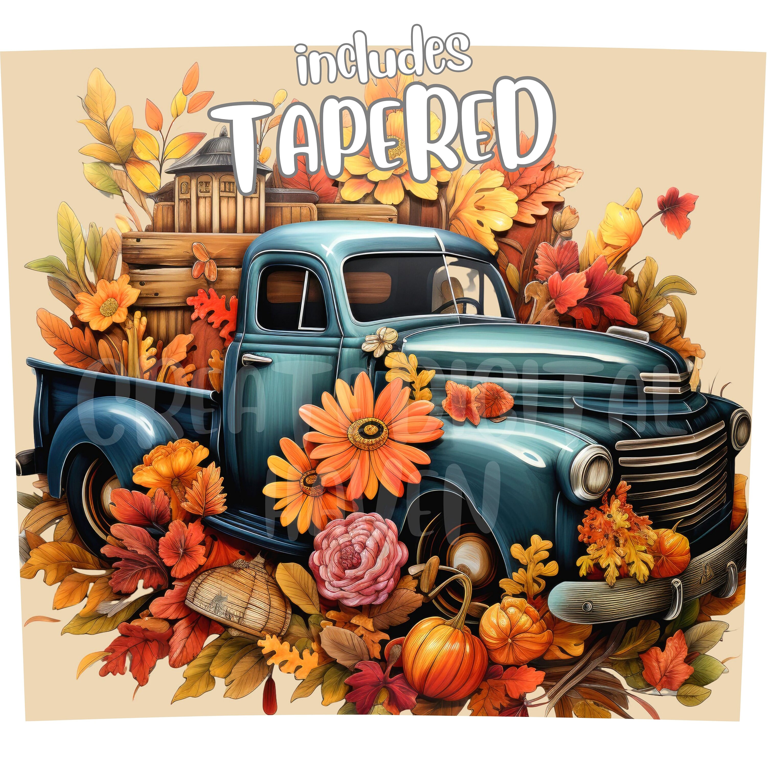 Fall Vintage Truck Sublimation Design 20oz Skinny Tumbler - Etsy