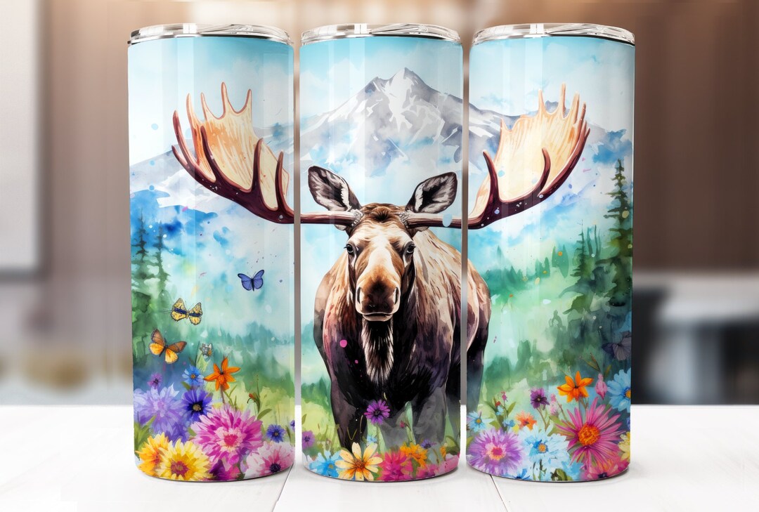 Alaska Moose Sublimation Design, 20oz Skinny Tumbler Digital Download ...
