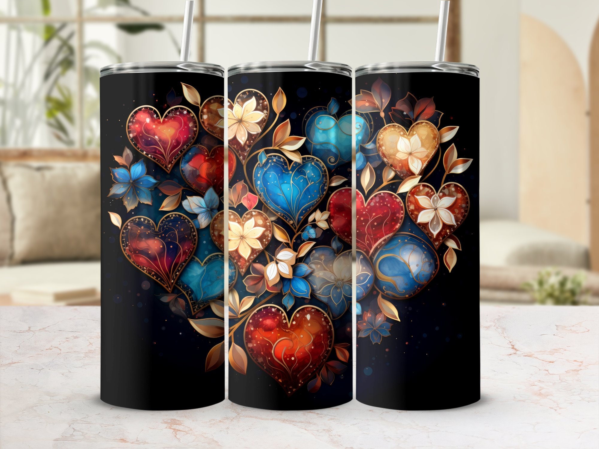 Hearts Sublimation Design 20oz Skinny Tumbler Digital - Etsy