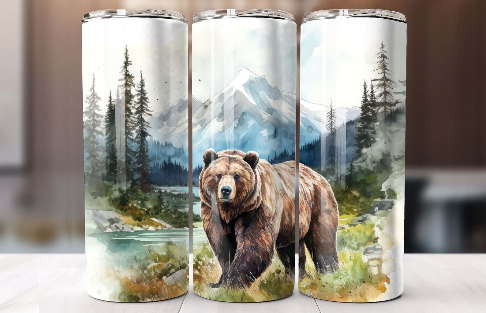 Grizzly Bear Sublimation Design, 20oz Skinny Tumbler Digital Download ...
