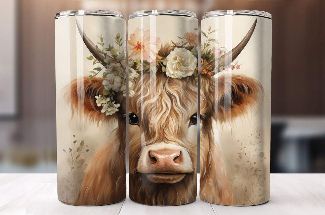 Baby Highland Cow Sublimation Design, 20oz Skinny Tumbler Digital ...