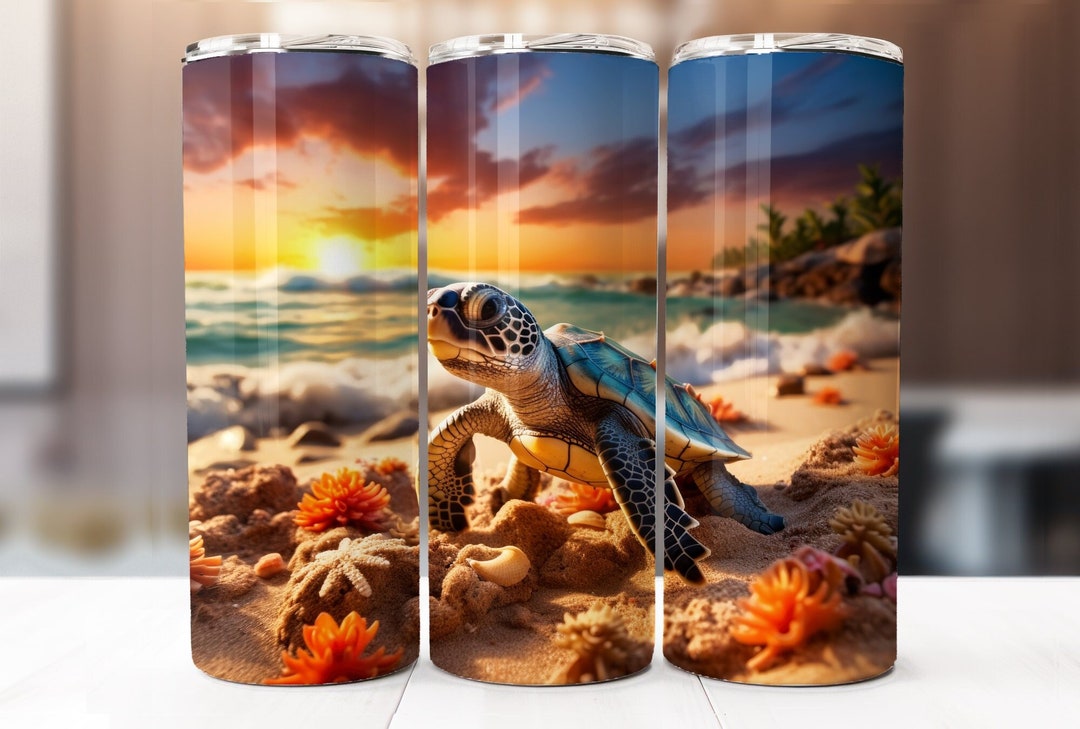 Sea Turtle Sublimation Design, 20oz Skinny Tumbler Digital Download PNG ...