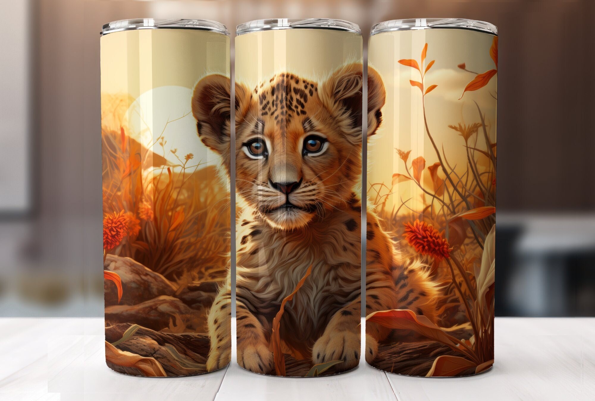 Lion Cub Sublimation Design 20oz Skinny Tumbler Digital - Etsy