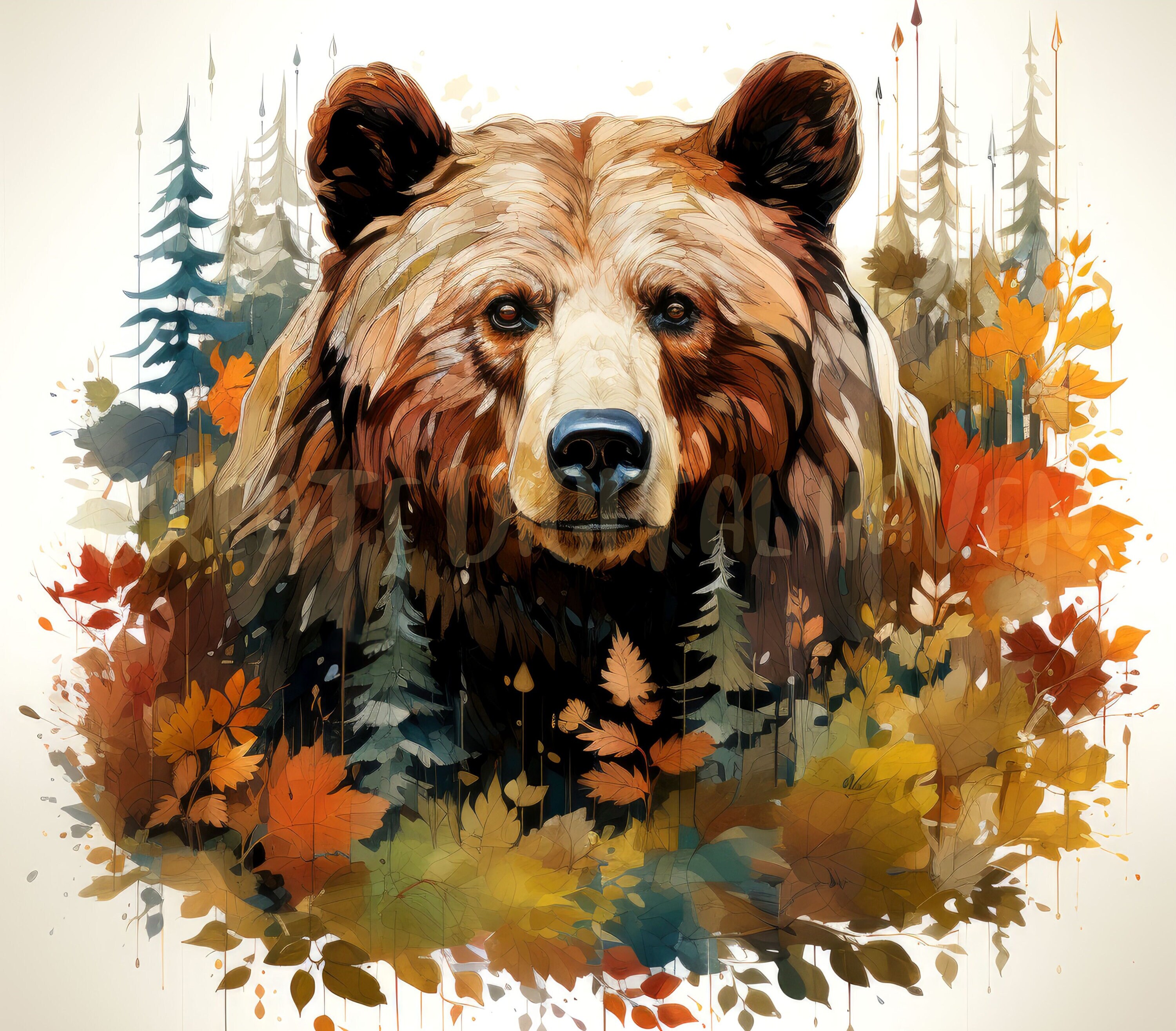 Grizzly Bear Sublimation Design, 20oz Skinny Tumbler Digital Download ...