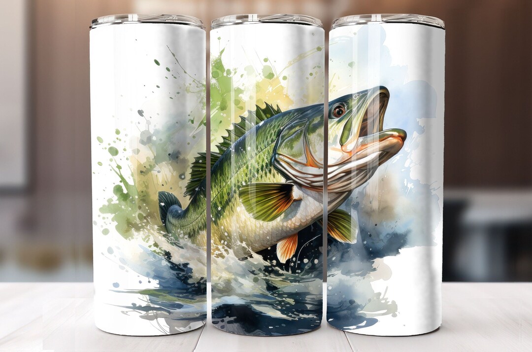 Bass Fish Sublimation Design, 20oz Skinny Tumbler Digital Download ...