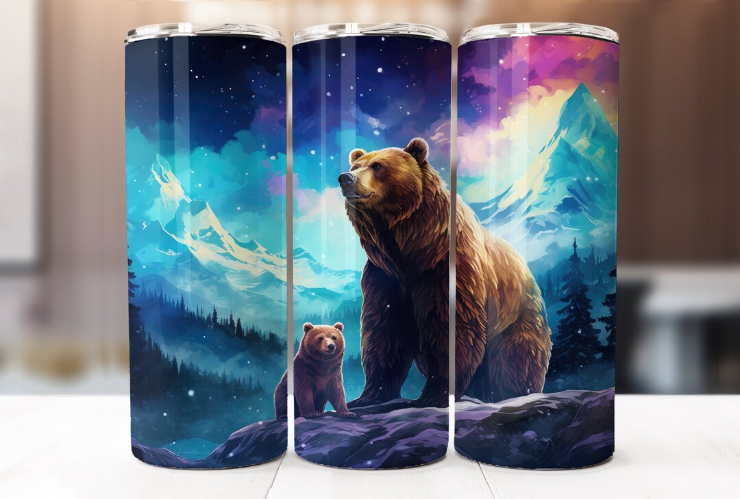 Grizzly Bear Sublimation Design, 20oz Skinny Tumbler Digital Download ...