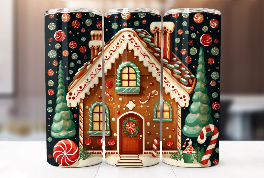 Gingerbread House Sublimation Design, 20oz Skinny Tumbler Digital ...