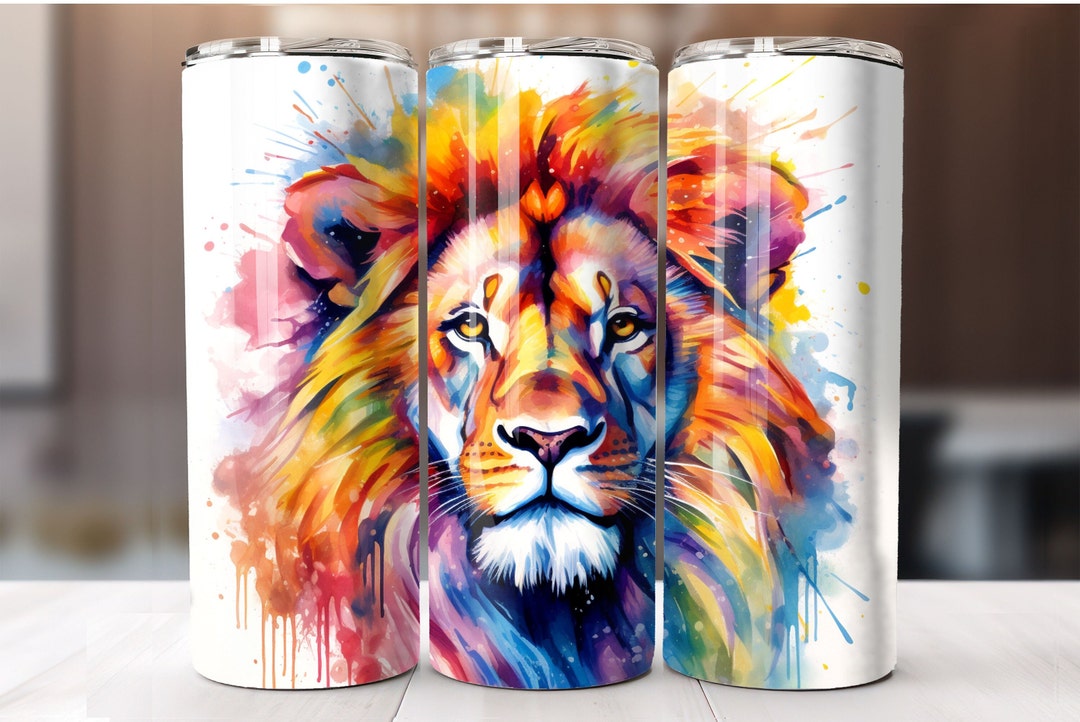 Lion Sublimation Design, 20oz Skinny Tumbler Digital Download, Lion ...