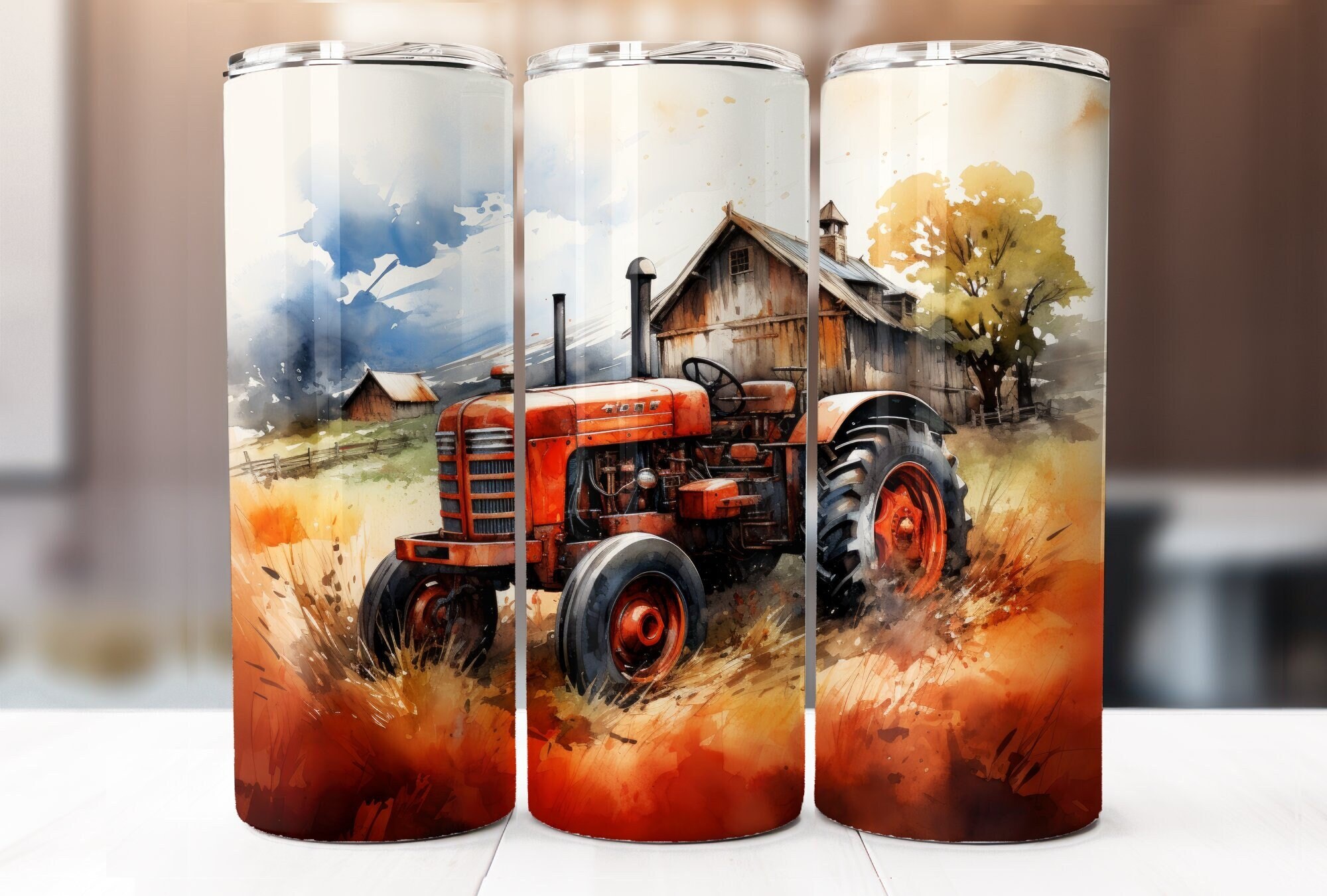 Alcohol Ink Farm Tractor Sublimation Design 20oz Skinny - Etsy