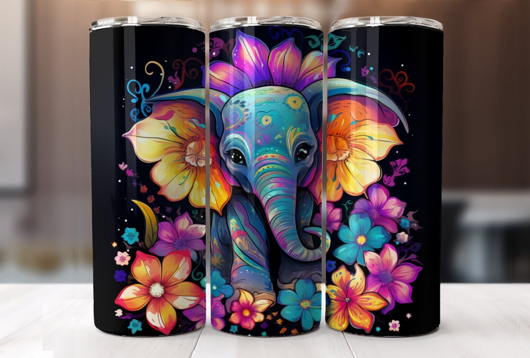 Elephant Sublimation Design, 20oz Skinny Tumbler Digital Download ...