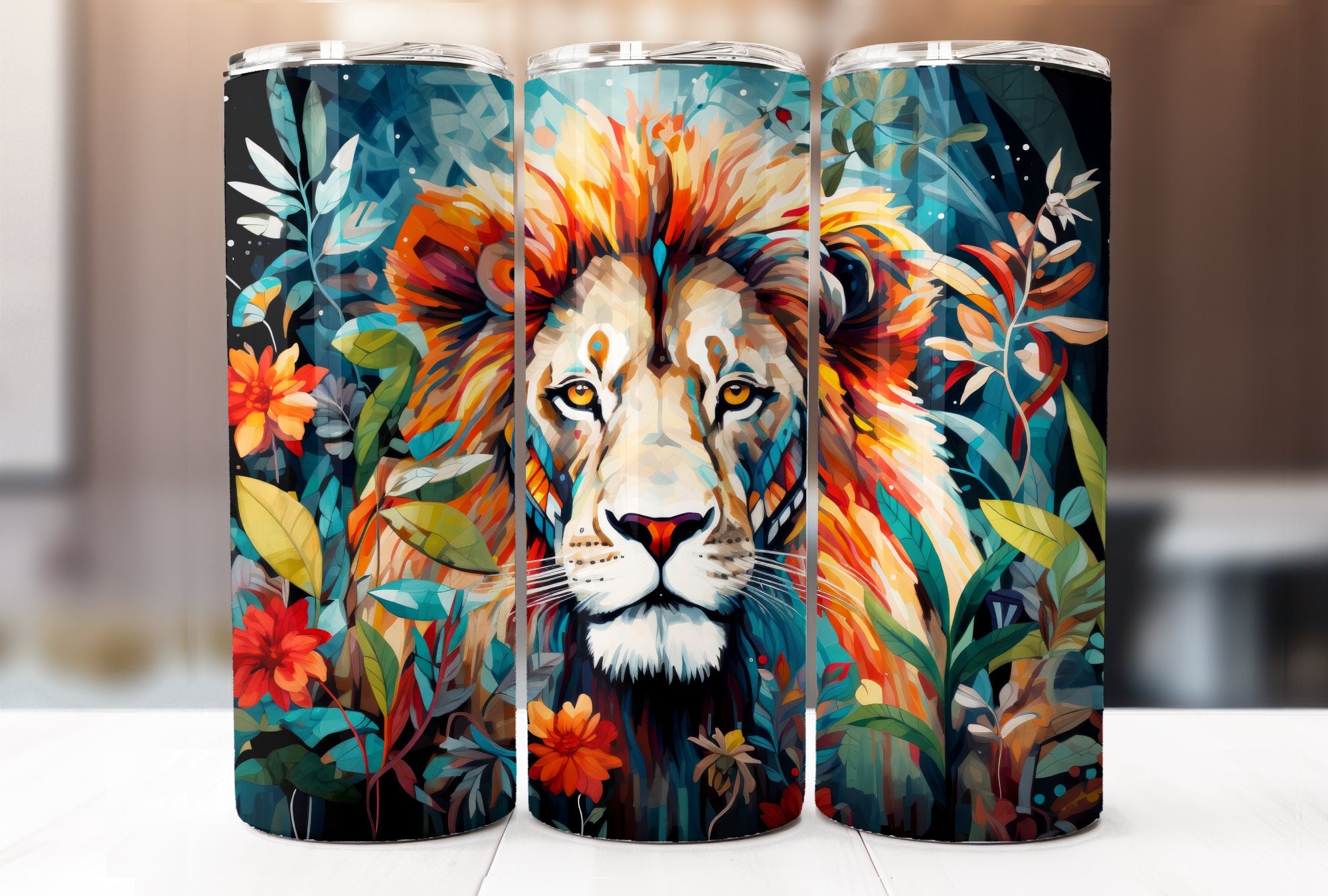 Lion Sublimation Design 20oz Skinny Tumbler Digital Download - Etsy