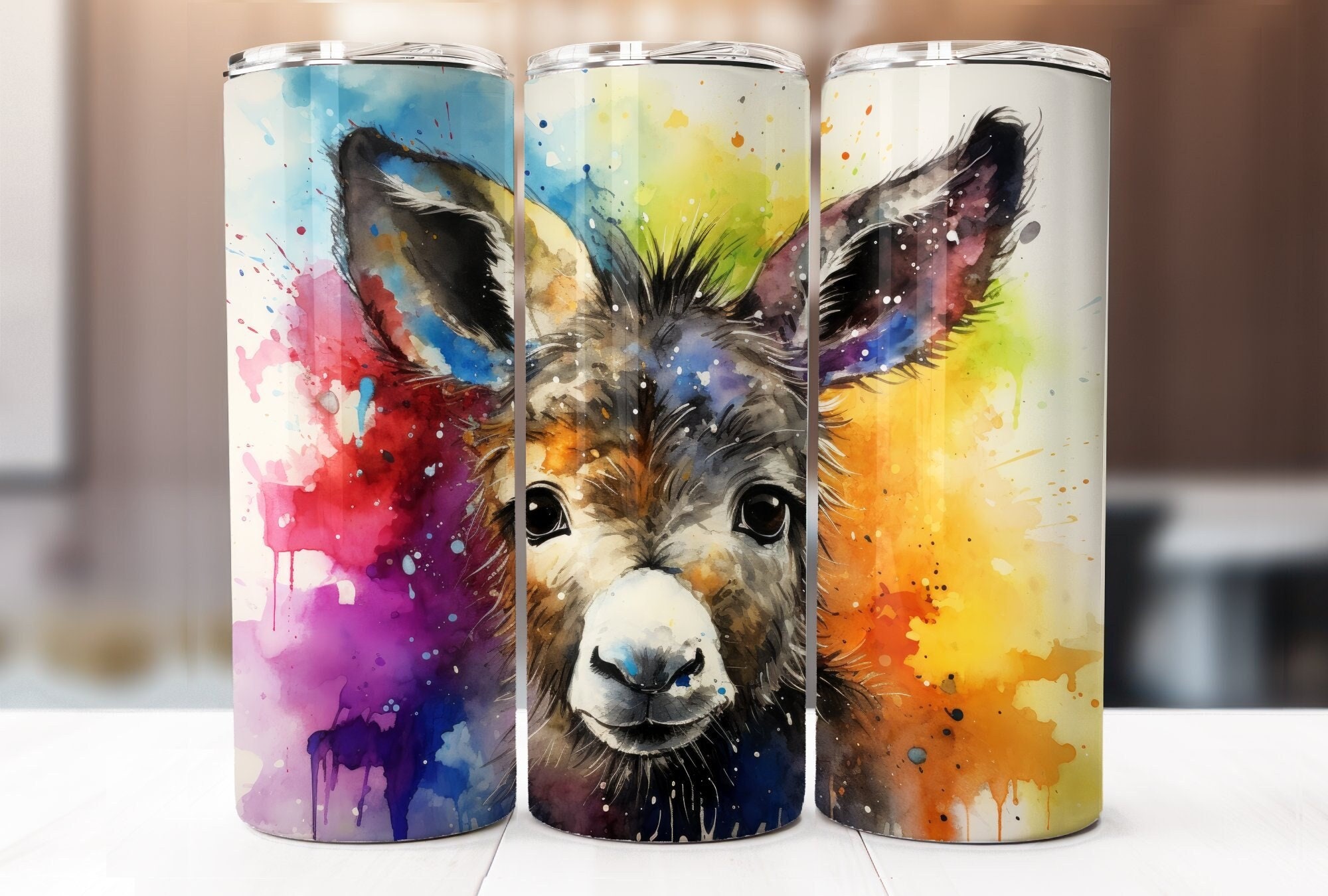 Alcohol Ink Donkey Sublimation Design 20oz Skinny Tumbler - Etsy
