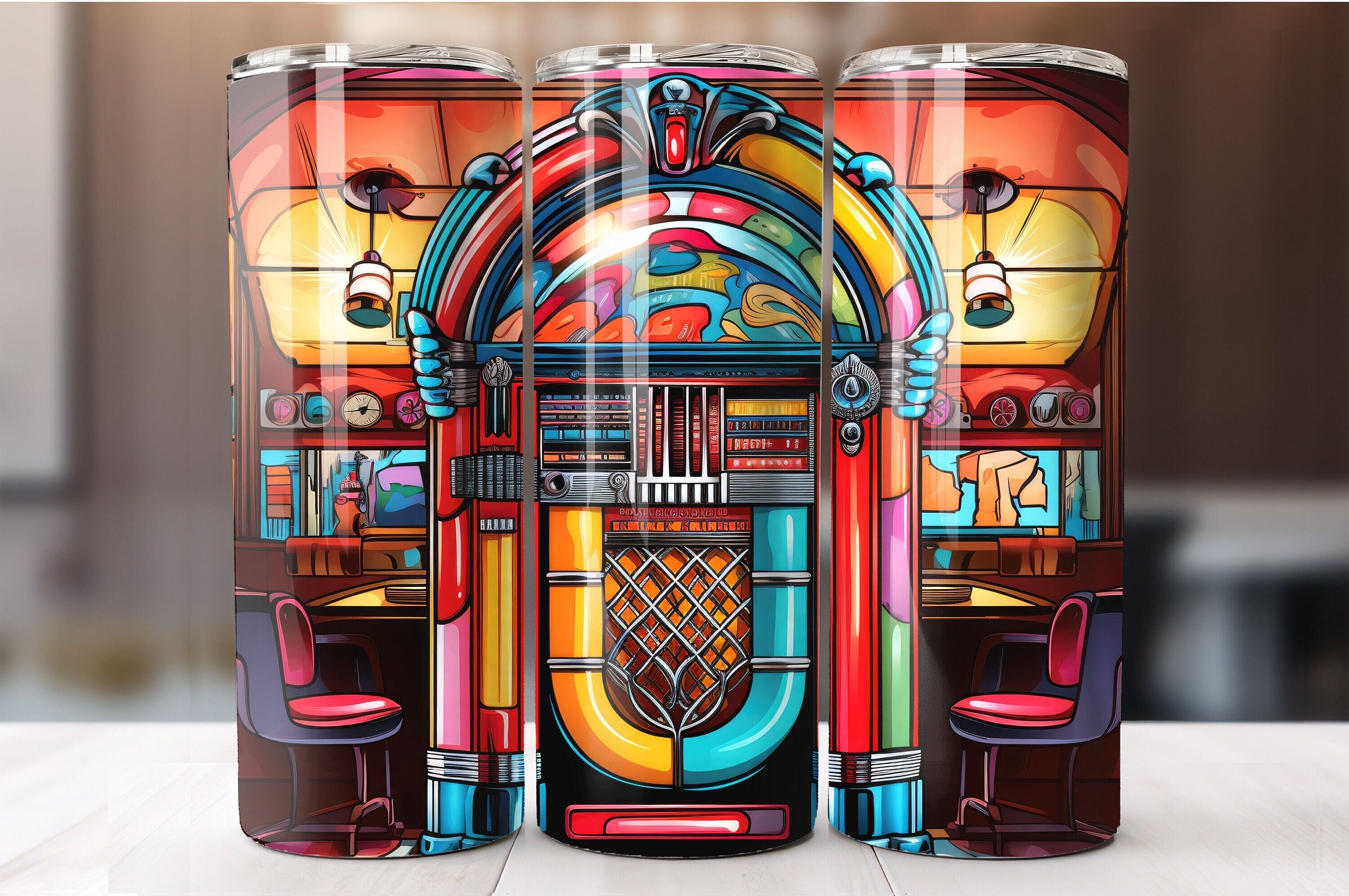 Retro Jukebox Sublimation Design 20oz Skinny Tumblers Digital - Etsy