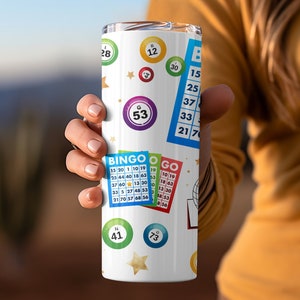 Bingo Sublimation Design, 20oz Skinny Tumbler Digital Download PNG ...