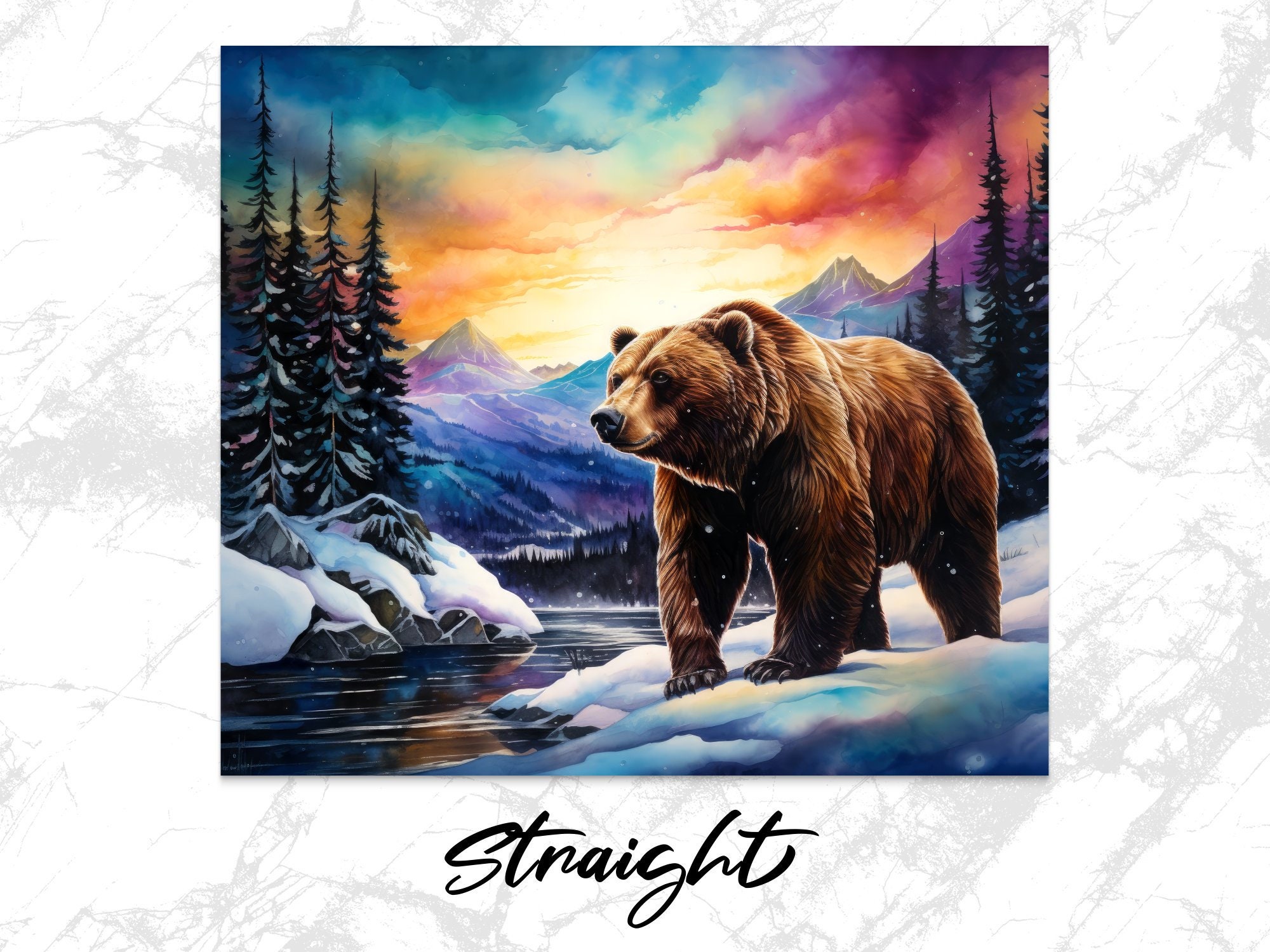 Grizzly Bear Sublimation Design, 20oz Skinny Tumbler Digital Download ...